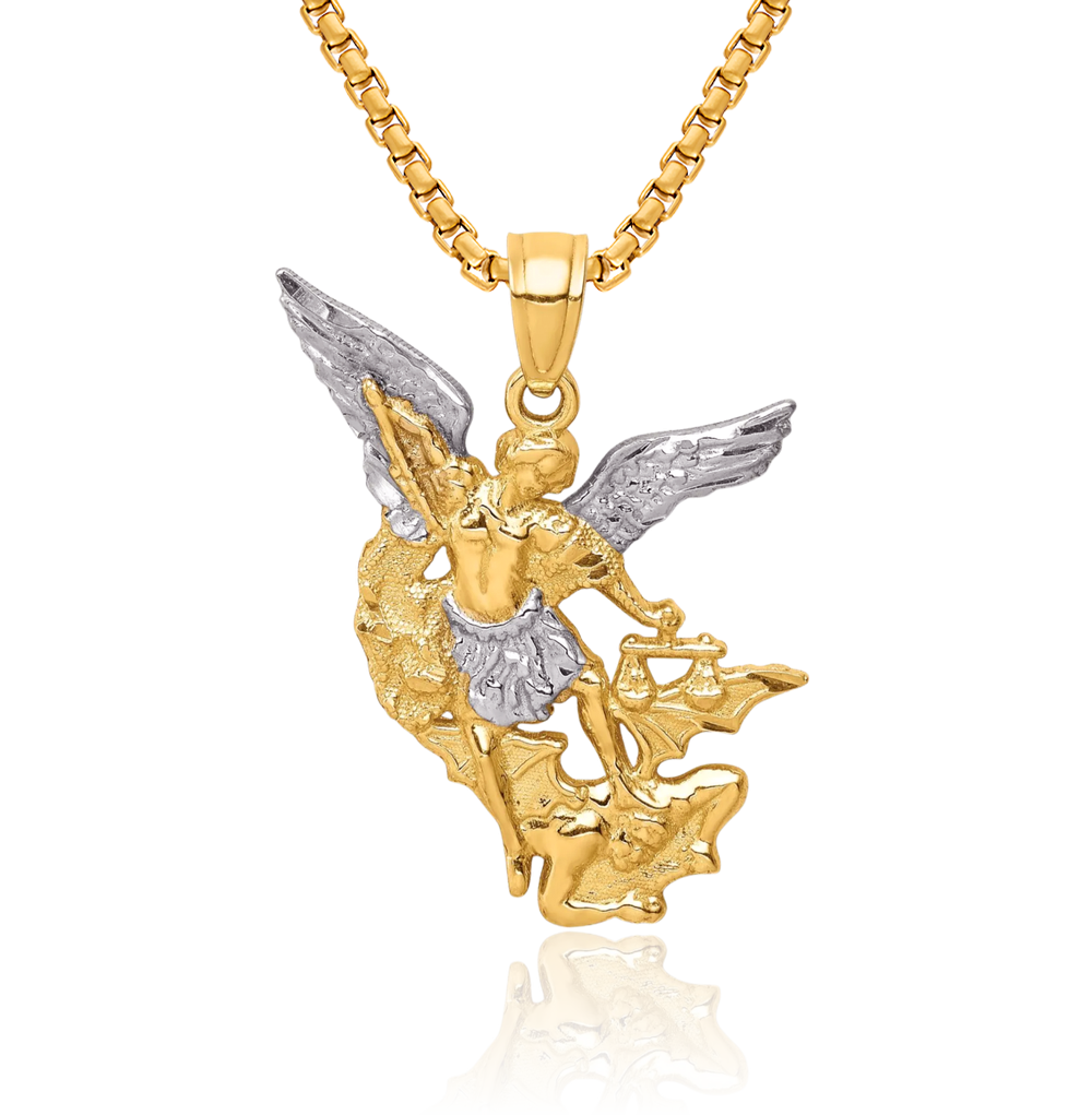 10K Solid Yellow Gold Saint Michael Medal Protects Us Patron Archangel ...