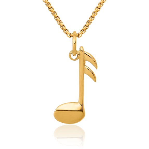 10K Solid Yellow Gold Treble Clef Music Note Necklace Chain Pendant ...