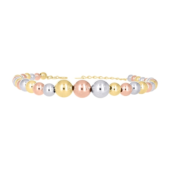 10K Tri Color Gold Women's Spring Clasp Graduated 8mm Beaded / Ball 8 ...