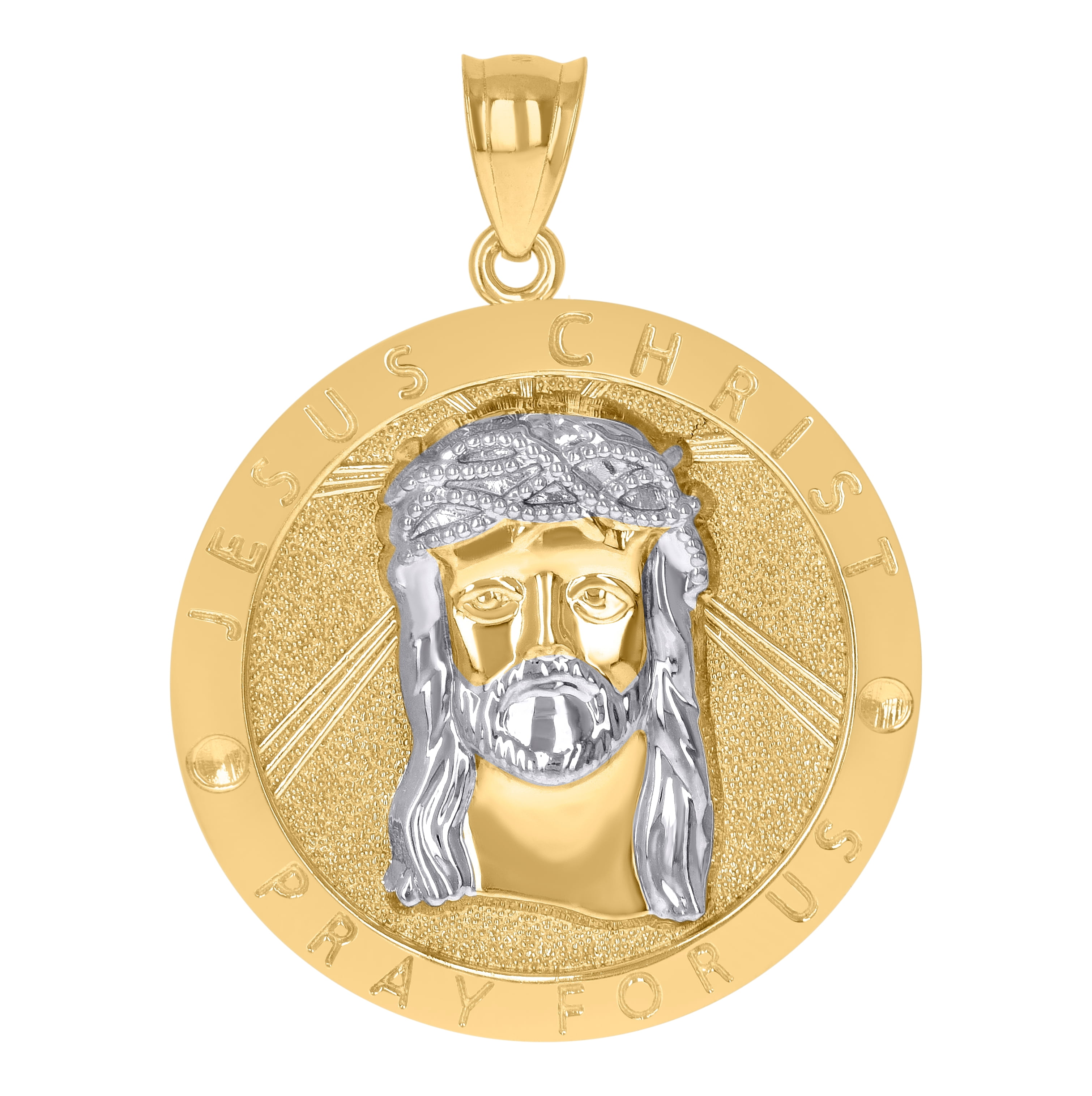 10K Two-Tone Gold Mens Women Jesus Christ Pray For Us Religious ...