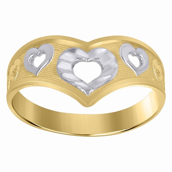 10K Two Tone Gold Women's Diamond Cut 10.5mm Love Band Pointed Curve ...
