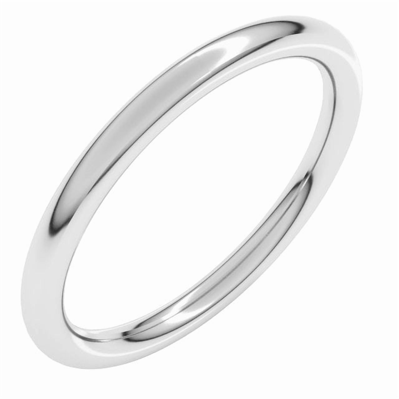 10K White Gold 2 mm Comfort-Fit Full Round Band Size 7 - Solid Gold ...