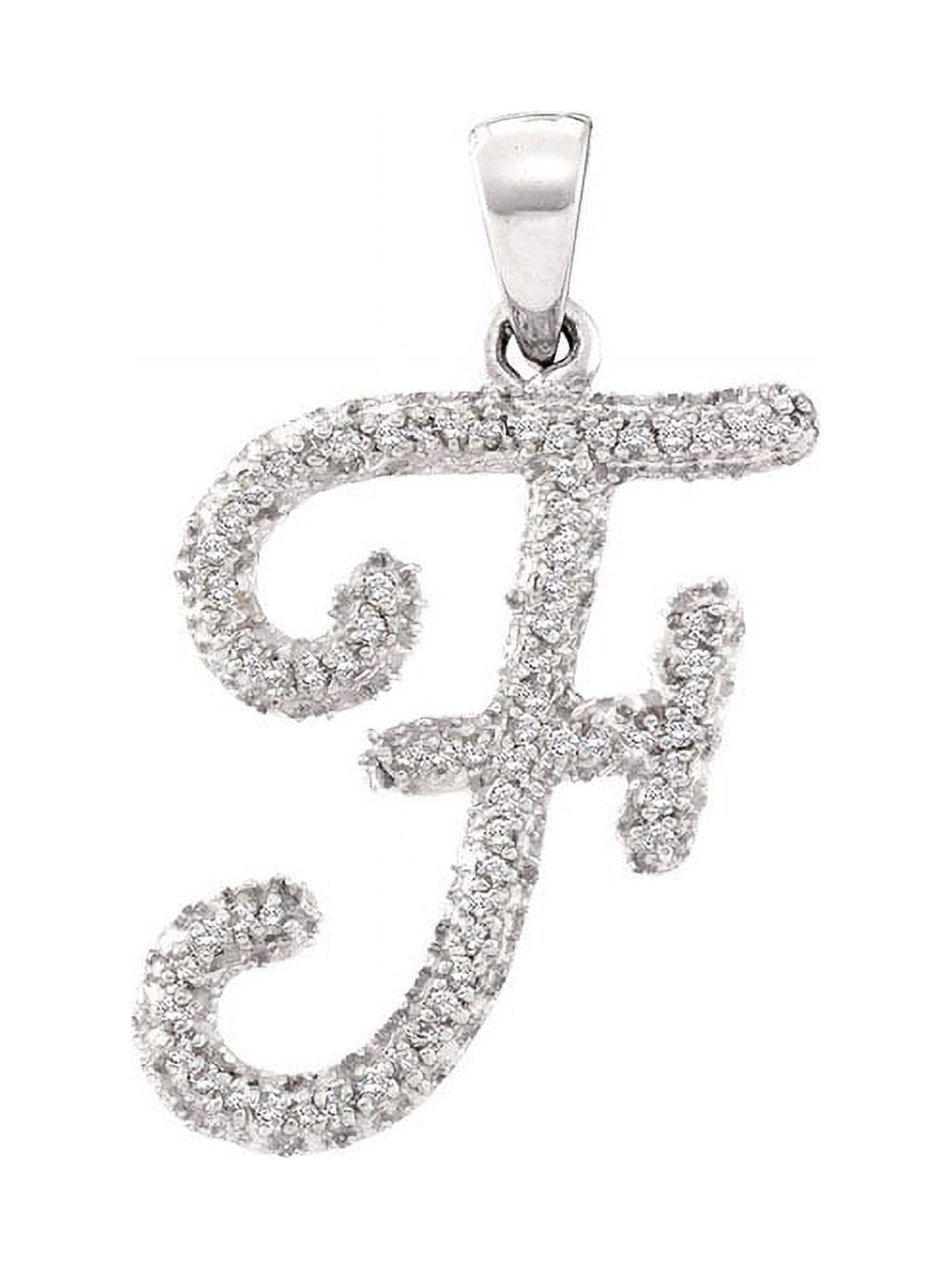 10K White Gold Diamond Cursive Letter F Necklace Pendant 1/6 Ctw ...