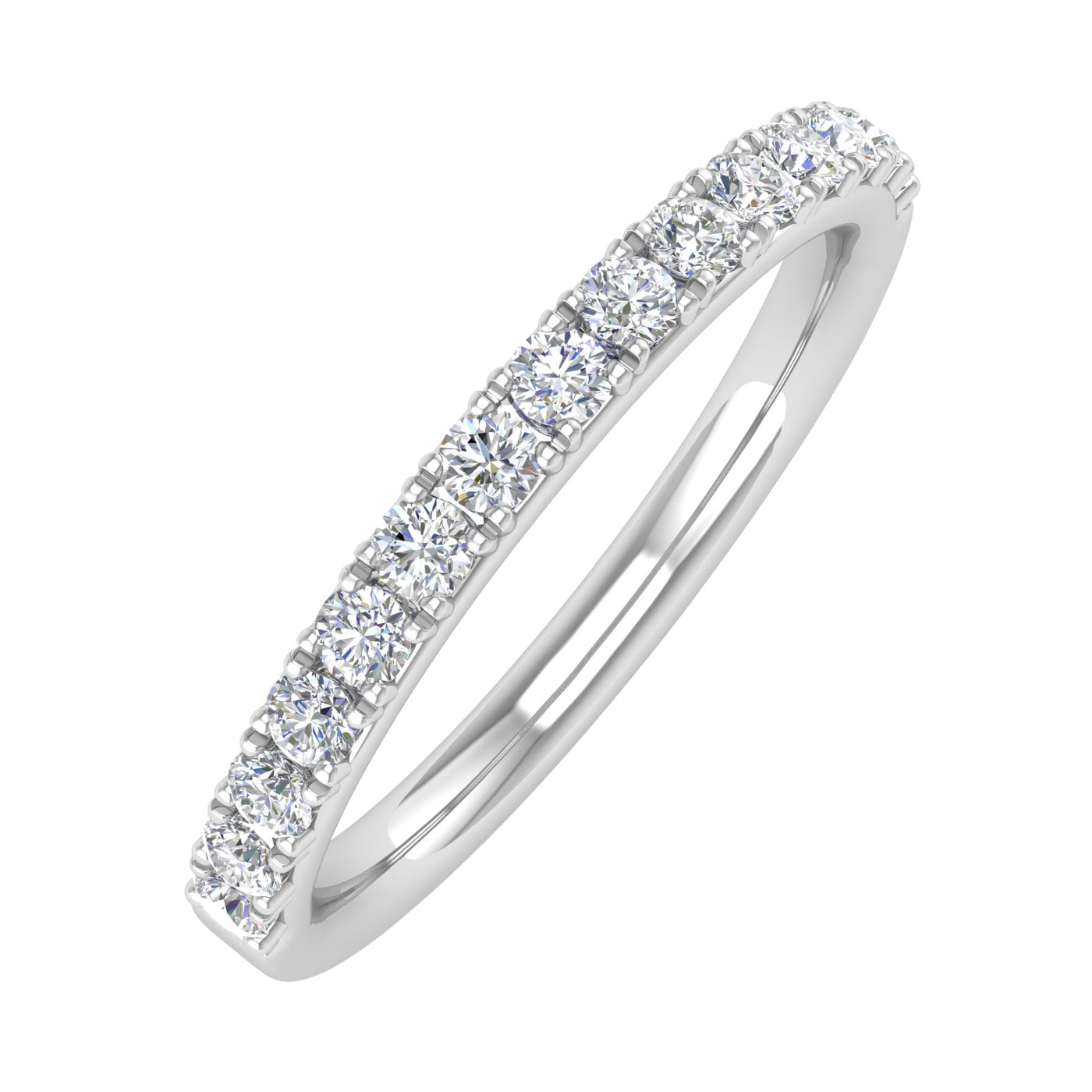 10K White Gold Diamond Semi-Eternity Wedding Band Ring (1/3 Carat ...