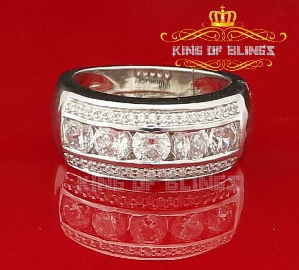 10K White Gold Finish Men's Silver Ring Size 10 with Lab Created ...