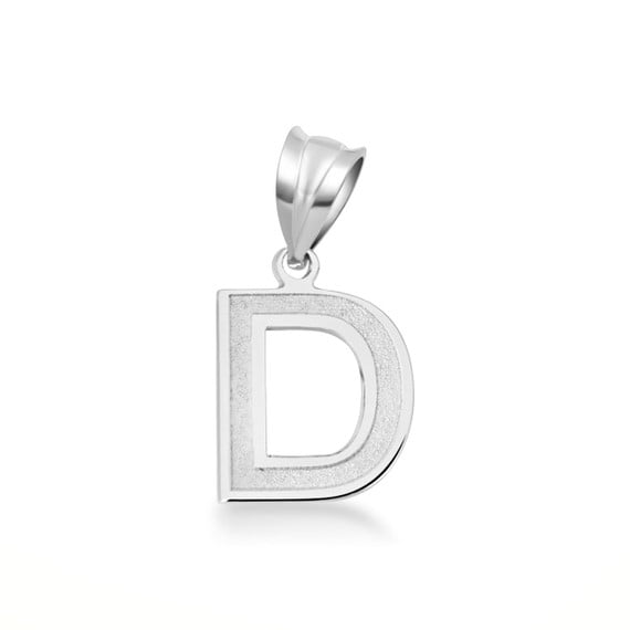 10K White Gold Personalized Letter "A-Z" Initial Satin Finish Pendant ...