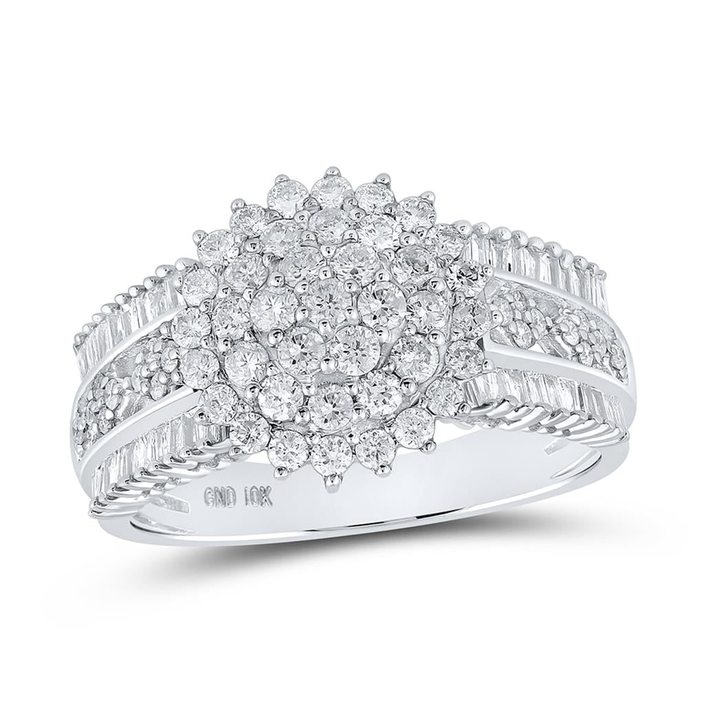 10K White Gold Round Diamond Cluster Ring 1cttw - Walmart.com
