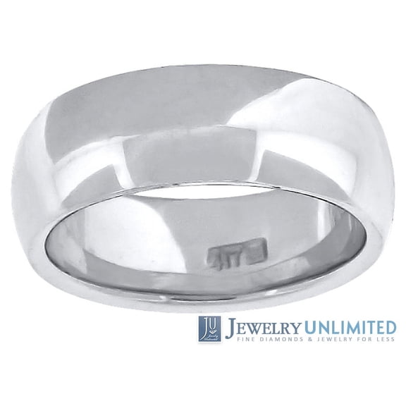 10K Solid White Gold 4mm Edge Comfort Fit Plain Classic Wedding Band ...