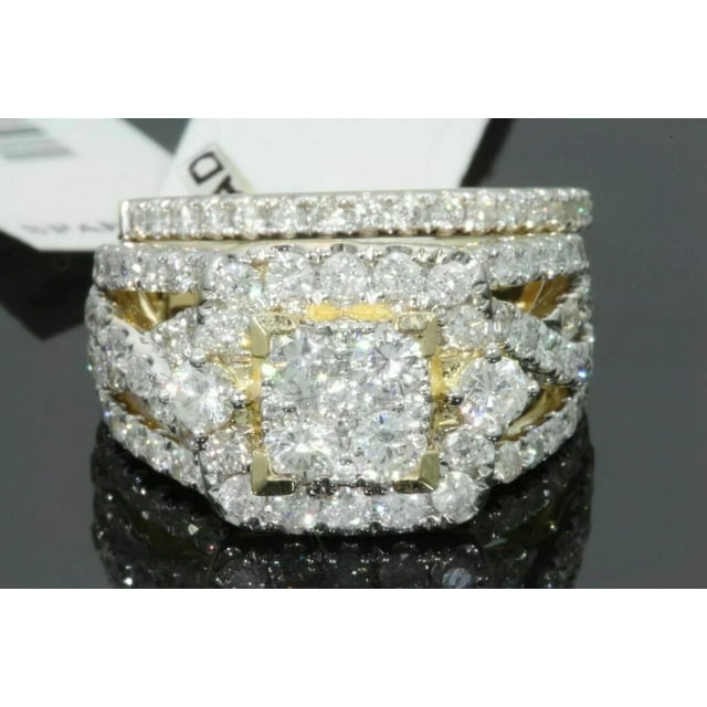 10K Yellow Gold 3 Carat Real Diamond Women's Engagement & Wedding Band ...