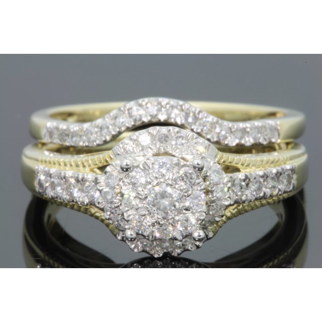 10K YELLOW GOLD .60 CARAT WOMEN REAL DIAMOND ENGAGEMENT RING WEDDING ...