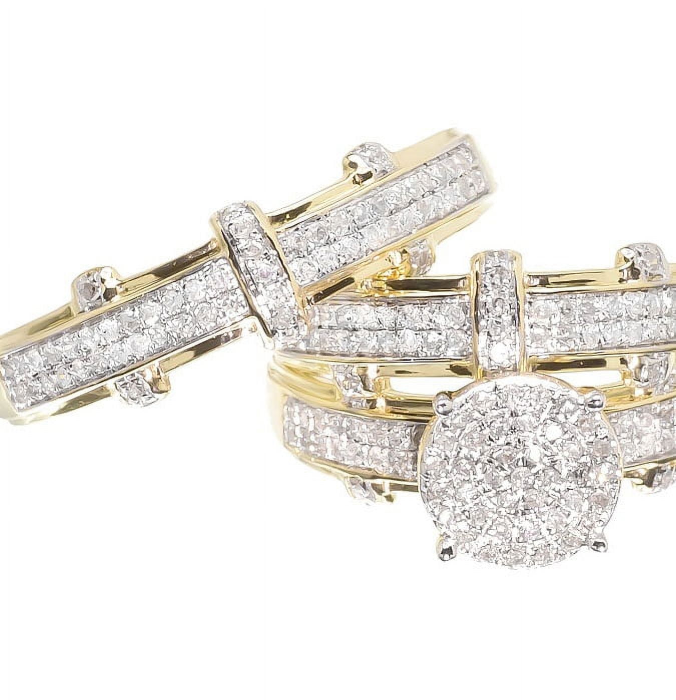 10K Yellow Gold 0.4CT Diamond Bridal Wedding Engagement Trio Ring Set ...