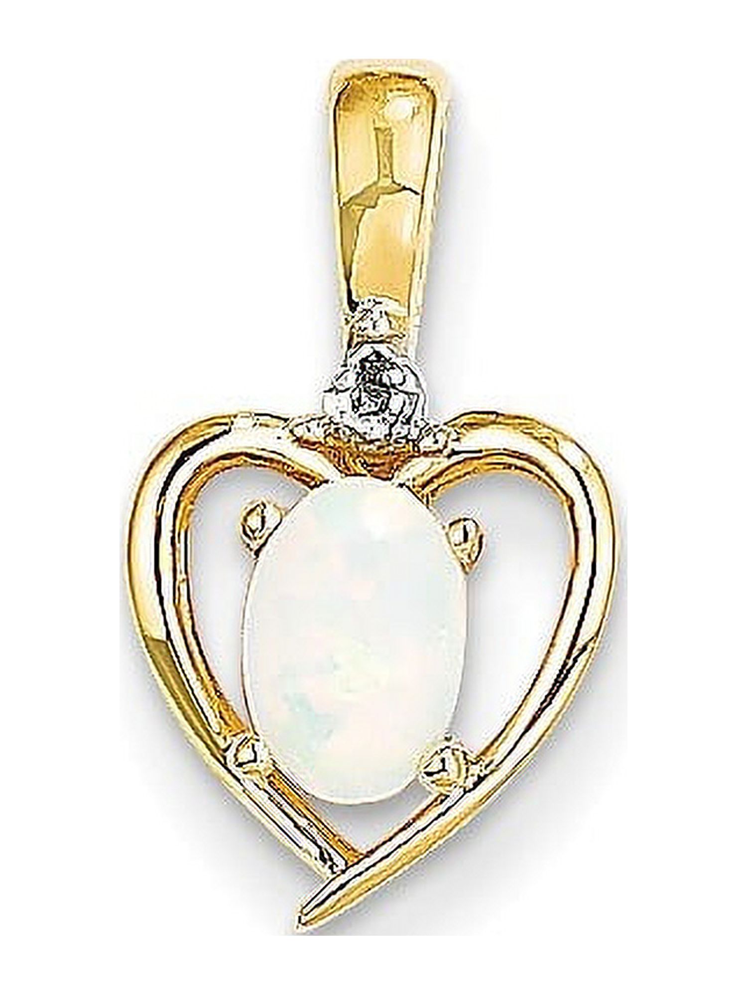 10K Yellow Gold (.01cttw) Diamond and Opal Pendant - Walmart.com