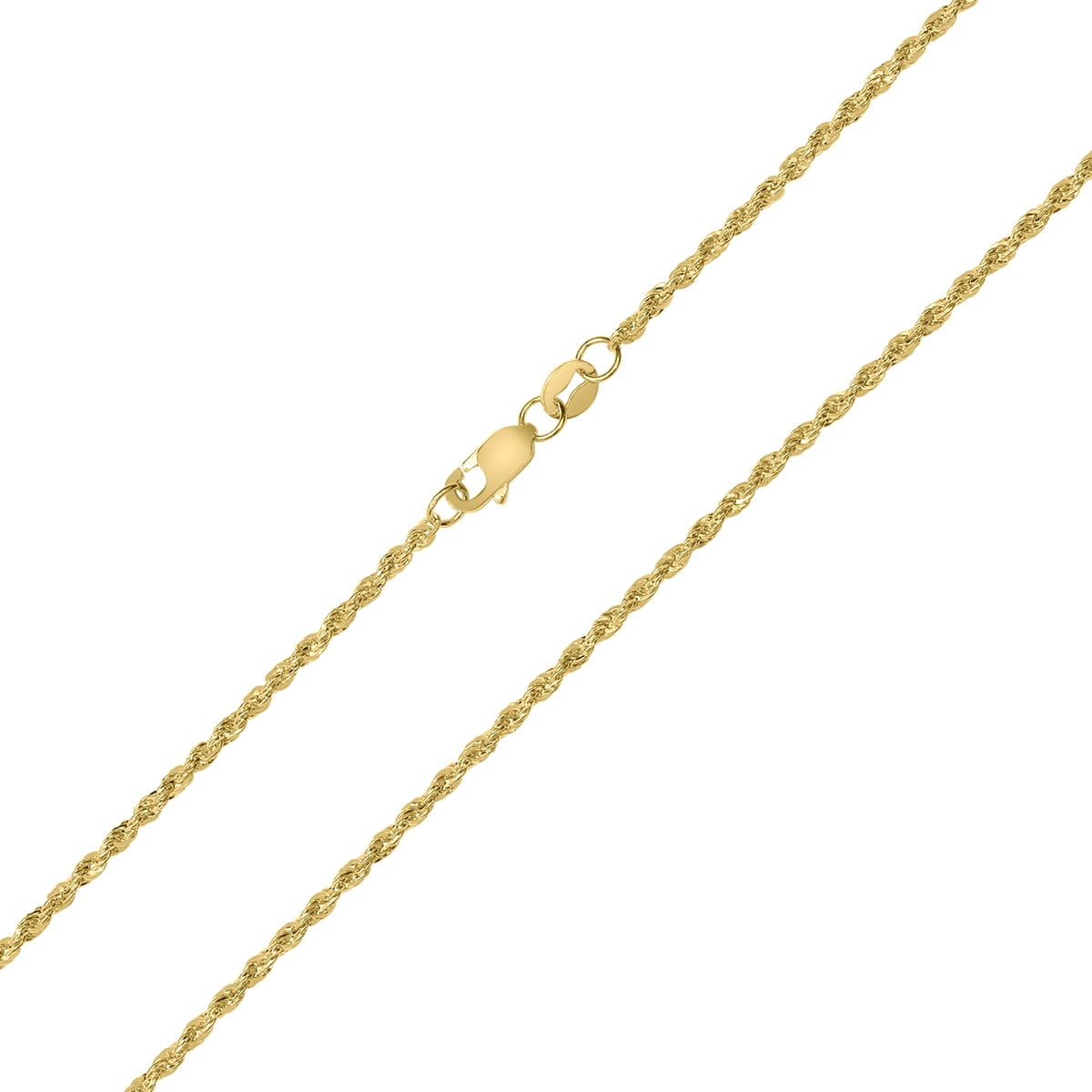 10K Yellow Gold 1.5MM Sparkle Rope Chain With Lobster Clasp - 16 Inch ...