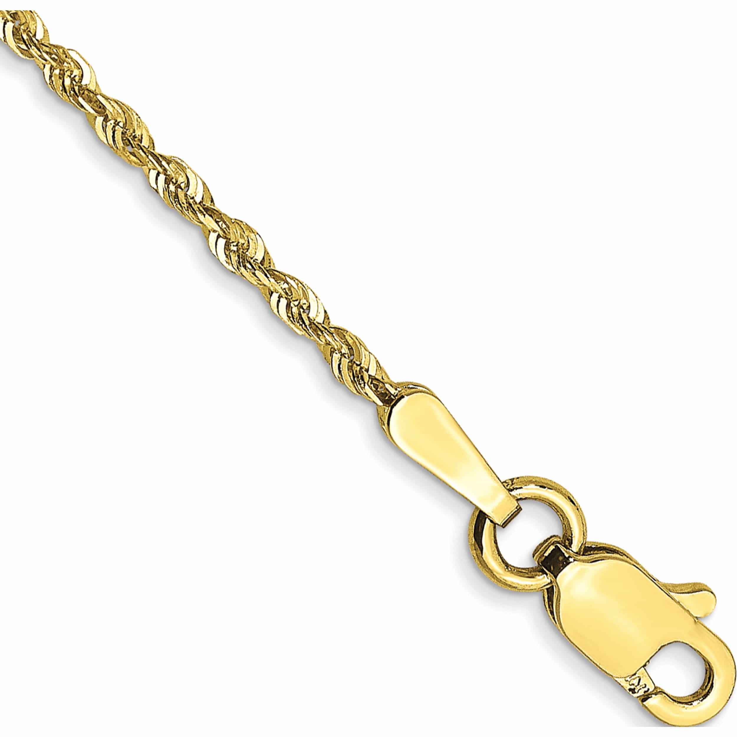 10K Yellow Gold 1.5mm Extra-Light D/C Rope Chain (7 X 1.5) Made In Peru ...