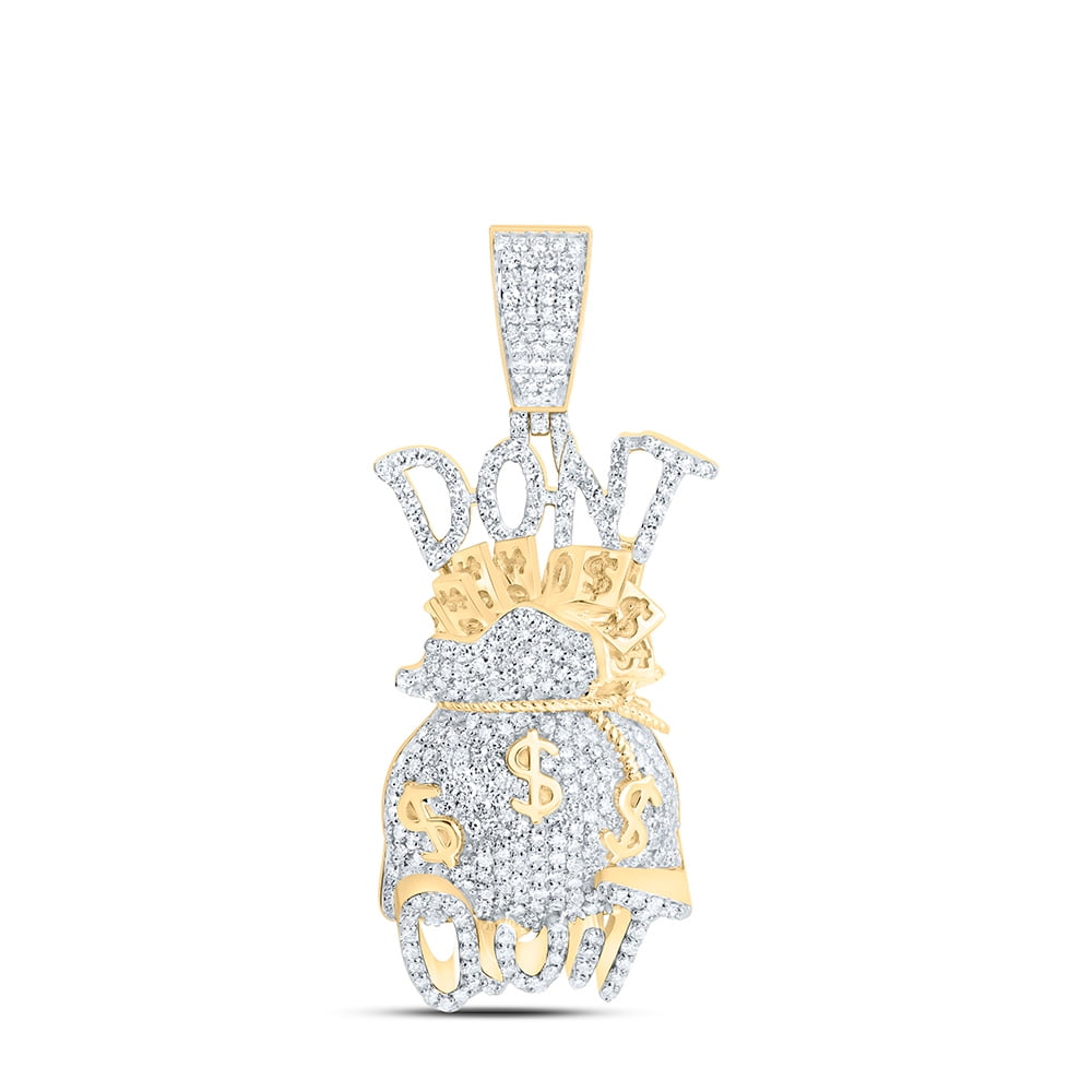 10K Yellow Gold 1 Cttw Natural Diamond Nk Don'T Quit Dollar Money Bag ...