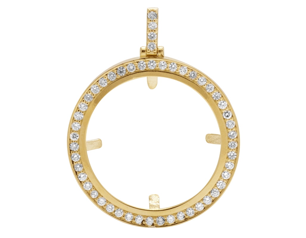 10K Yellow Gold 1 Oz Coin Diamond Bezel Pendant 3.25 Ct 2" - Walmart.com