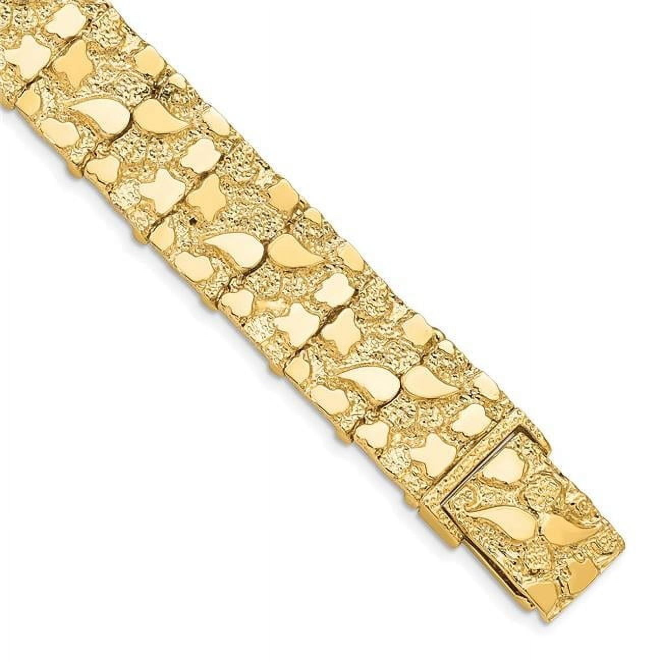 10K Yellow Gold 15 mm Nugget 8 in. Bracelet - Walmart.com