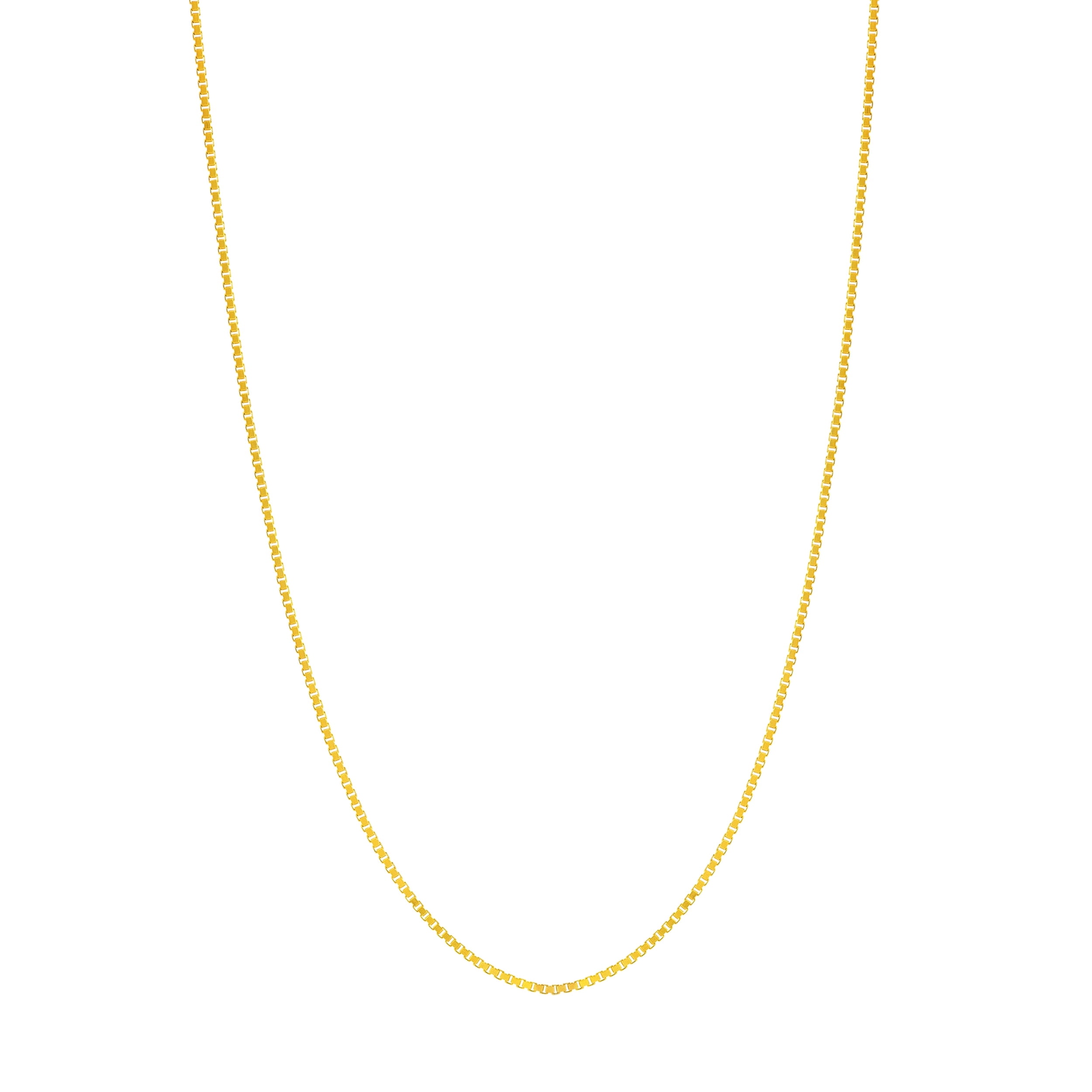 10K Yellow Gold 22" 0.73mm Box Chain Necklace w/ Lobster Lock - Women ...