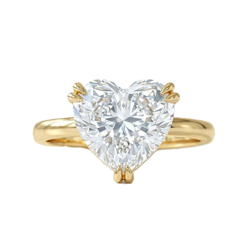 10K Yellow Gold 3.00CT Heart Shape Lab Grown Diamond Engagement Ring ...