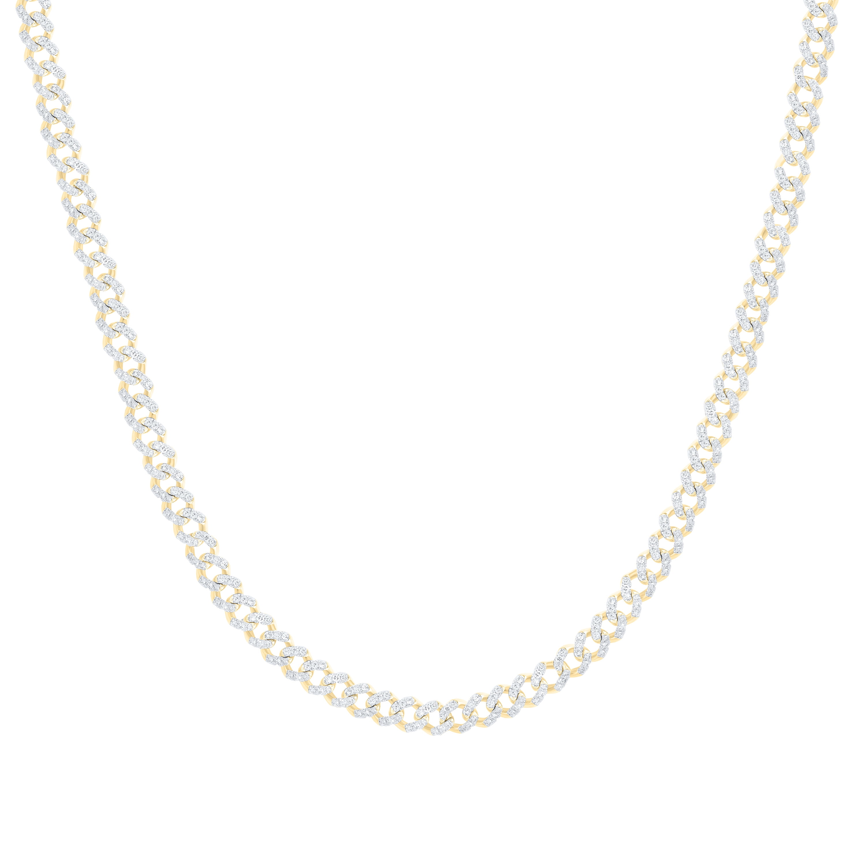 10K Yellow Gold 3 1/2Ctw Natural Diamond Cuban Mens Chain (20 Inch ...