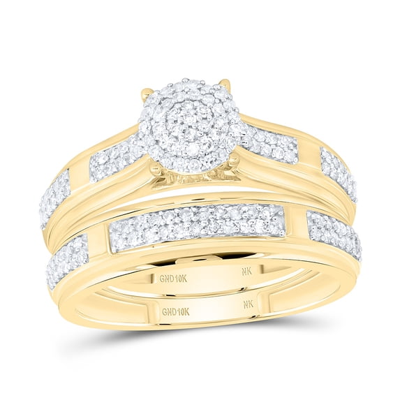 10K Yellow Gold 3/4Ctw Natural Diamond Fashion Round Trio Set, Womens ...