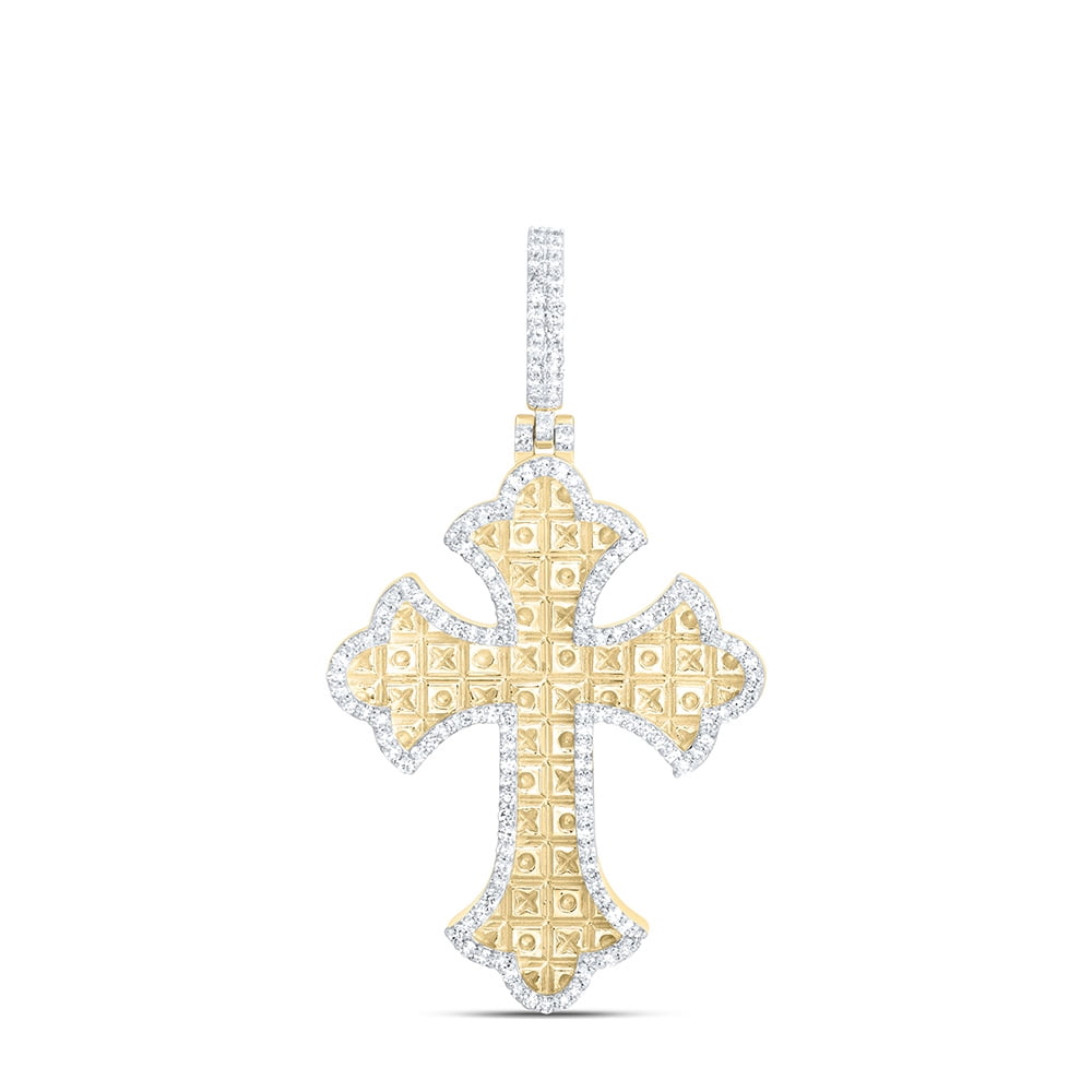 10K Yellow Gold 3/8Ctw Natural Diamond Cross Mens Charm - Walmart.com
