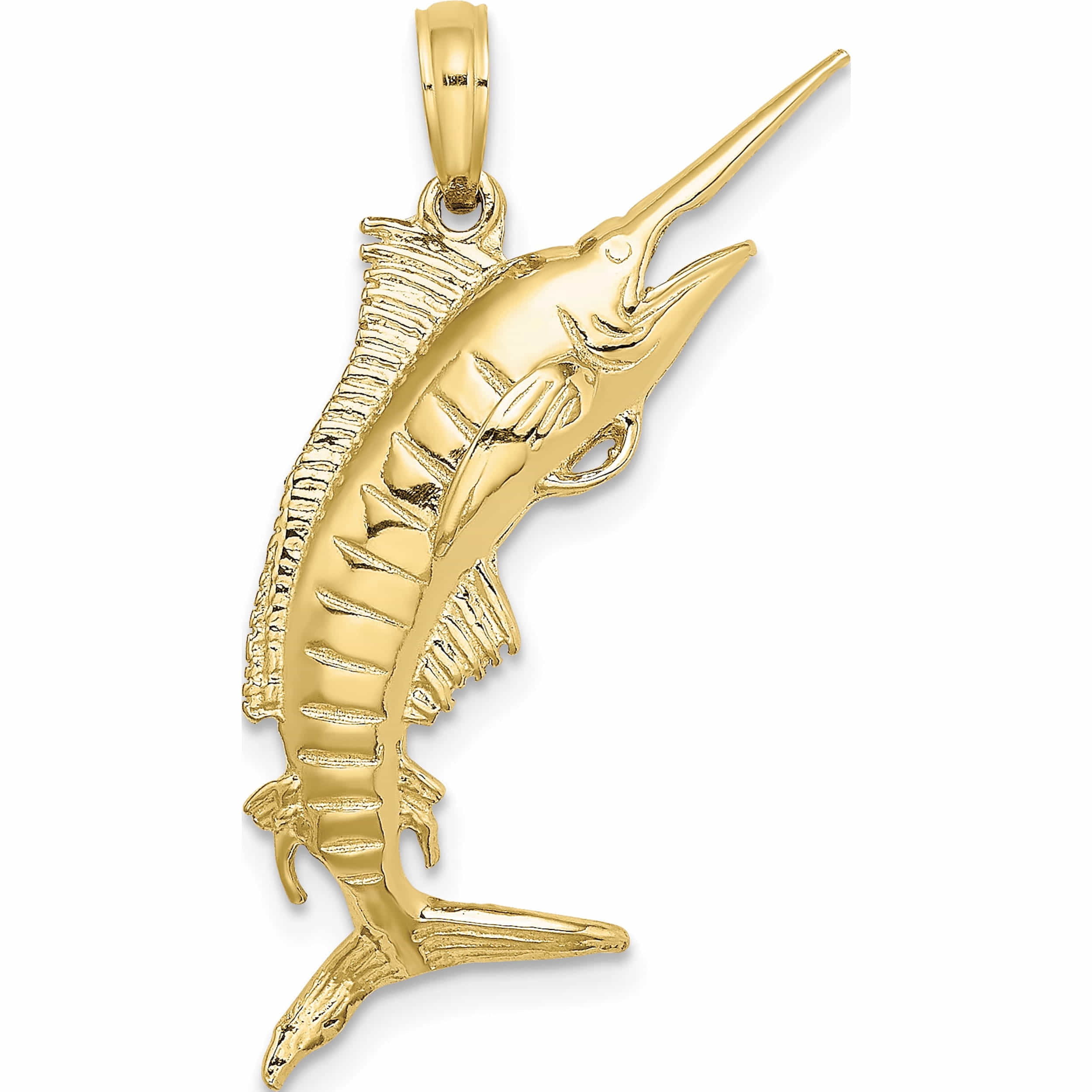 10K Yellow Gold 3-D Polished Blue Marlin Charm (34 X 12.4) Made In ...
