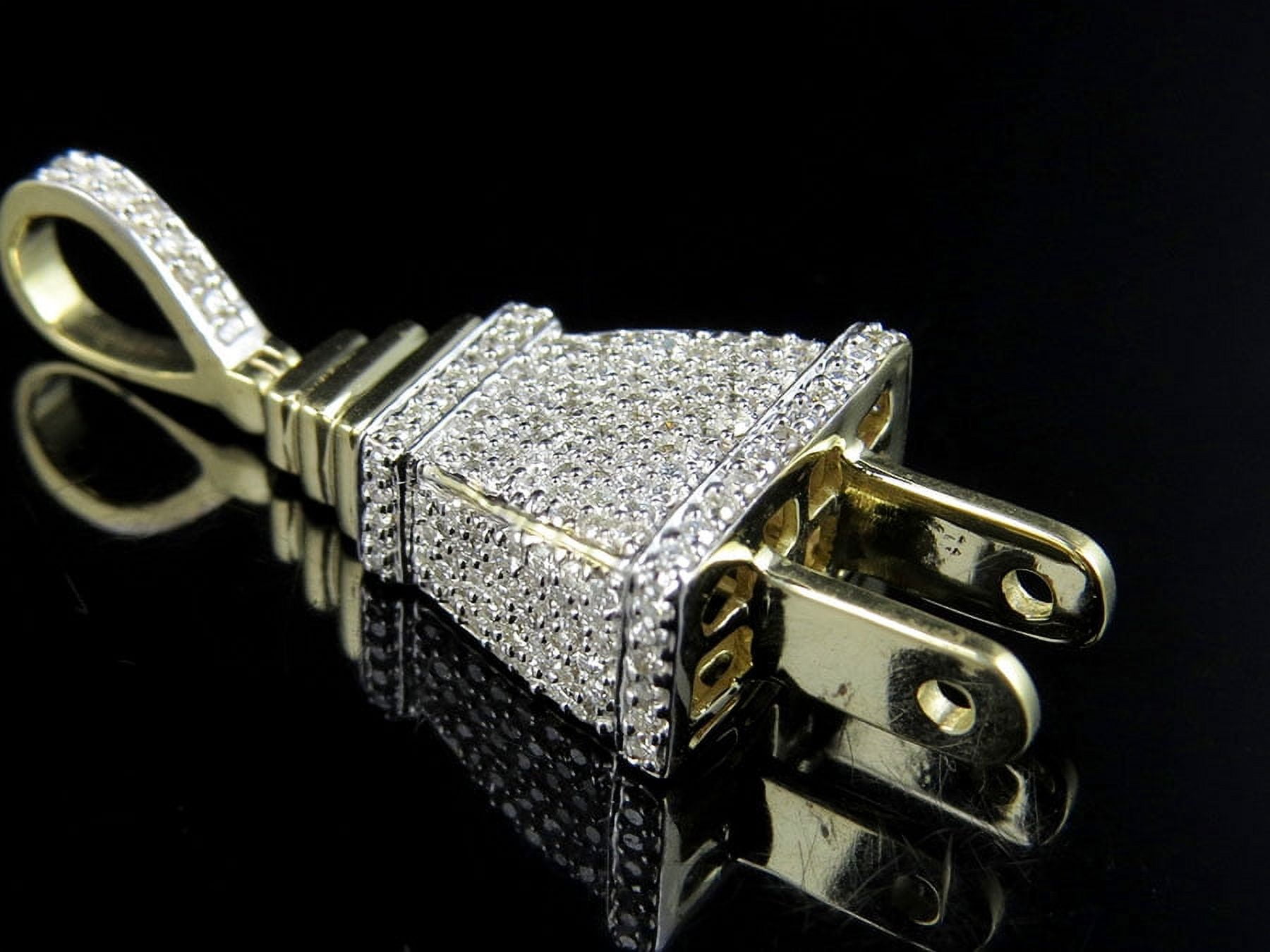 10K Yellow Gold 3D Plug Socket Genuine Diamonds Pendant 1.0ct 1.5 ...