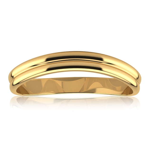 SuperJeweler's 10K Yellow Gold 3MM Comfort Fit Curved Double Wave Thumb ...