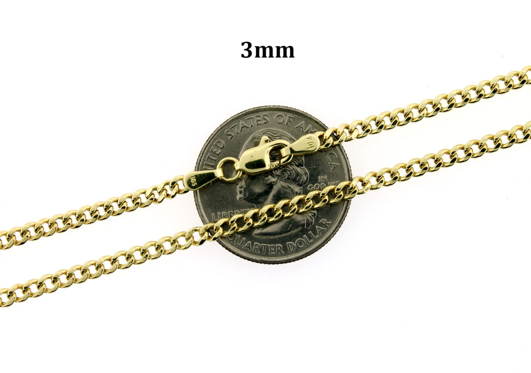 10K Yellow Gold 3mm 4mm 5mm Miami Cuban Link Chain Necklace, 10KT Real ...