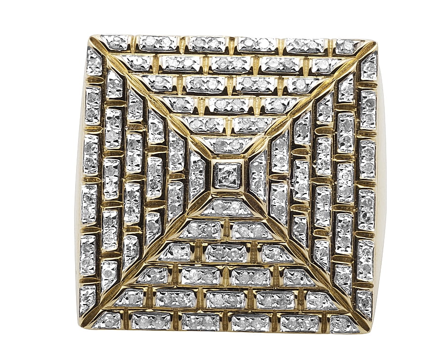 10K Yellow Gold 4-Sided Diamond Pyramid Ring 1.0ct - Walmart.com
