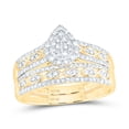 10K Yellow Gold 5/8Ctw Natural Diamond Fashion Pear Trio Set, Womens: 8 ...