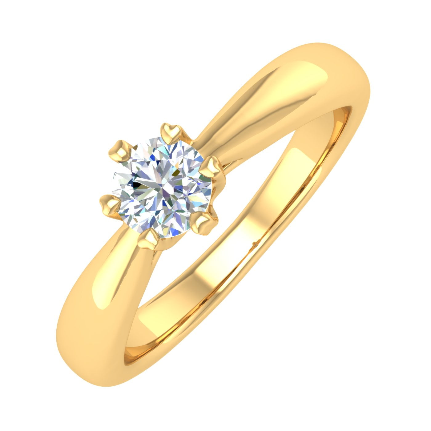 10K Yellow Gold 6-Prong Set Diamond Solitaire Engagement Ring Band (0. ...