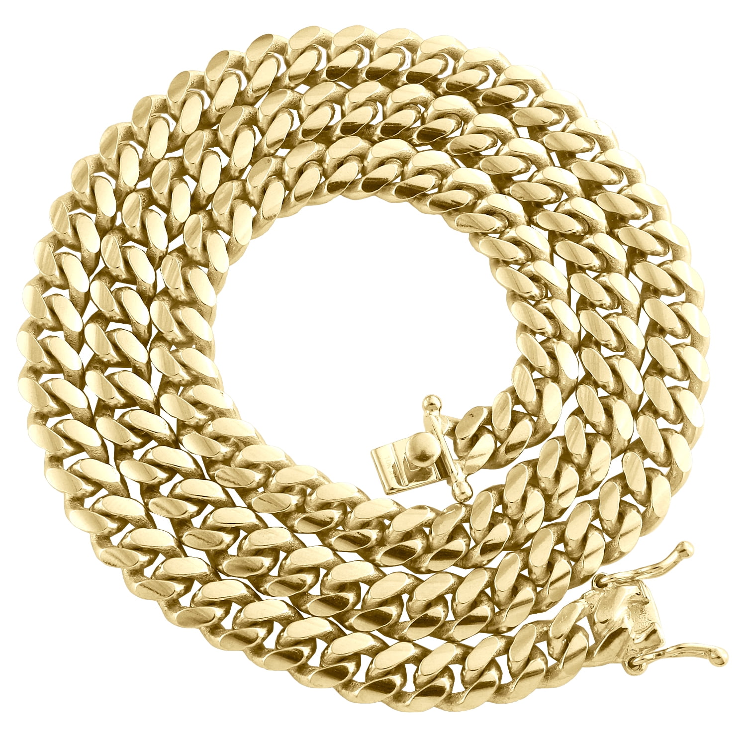 10K Yellow Gold 7.50mm Solid Miami Cuban Link Chain Box Clasp Necklace ...