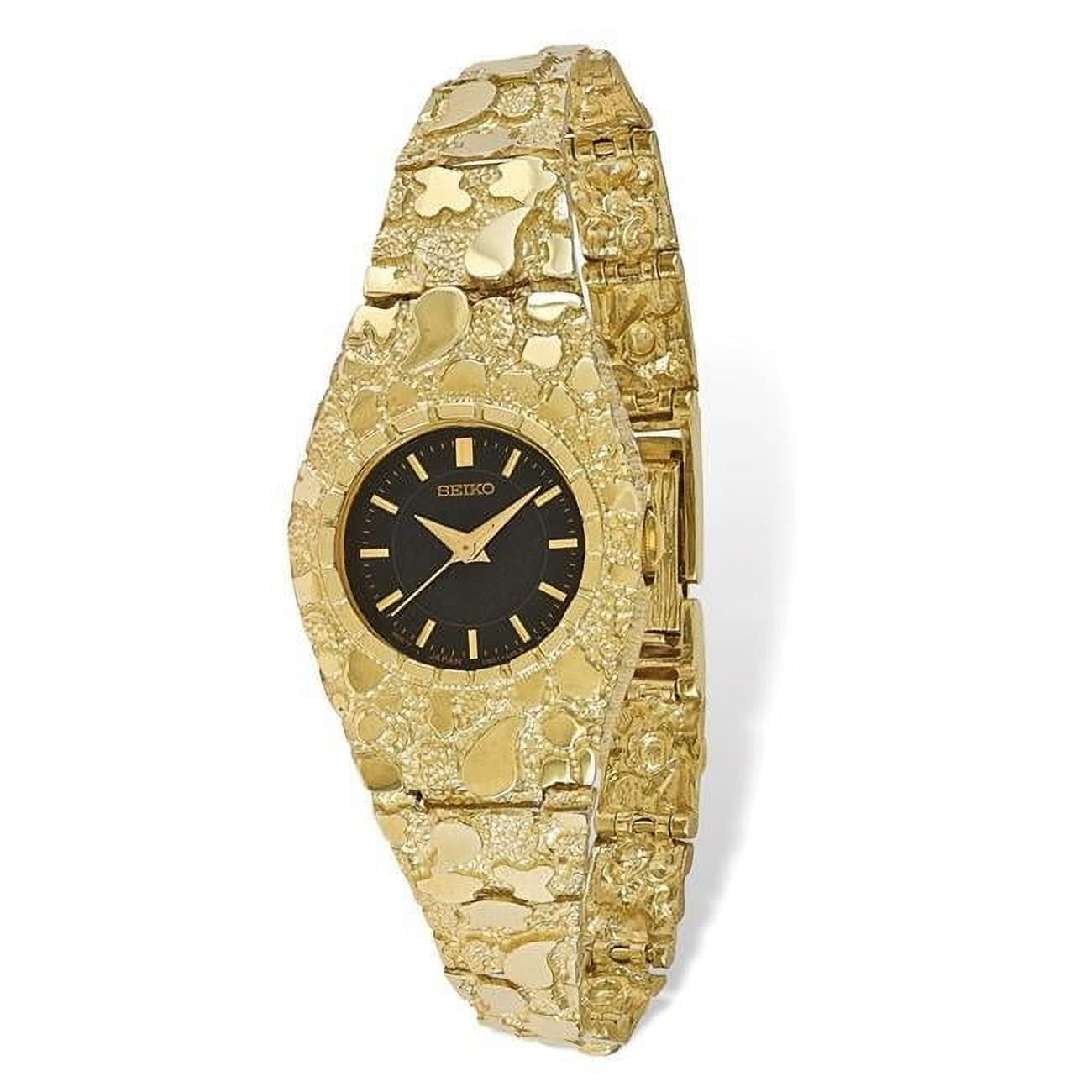 10K Yellow Gold Black 22 mm Dial Nugget Watch - Walmart.com