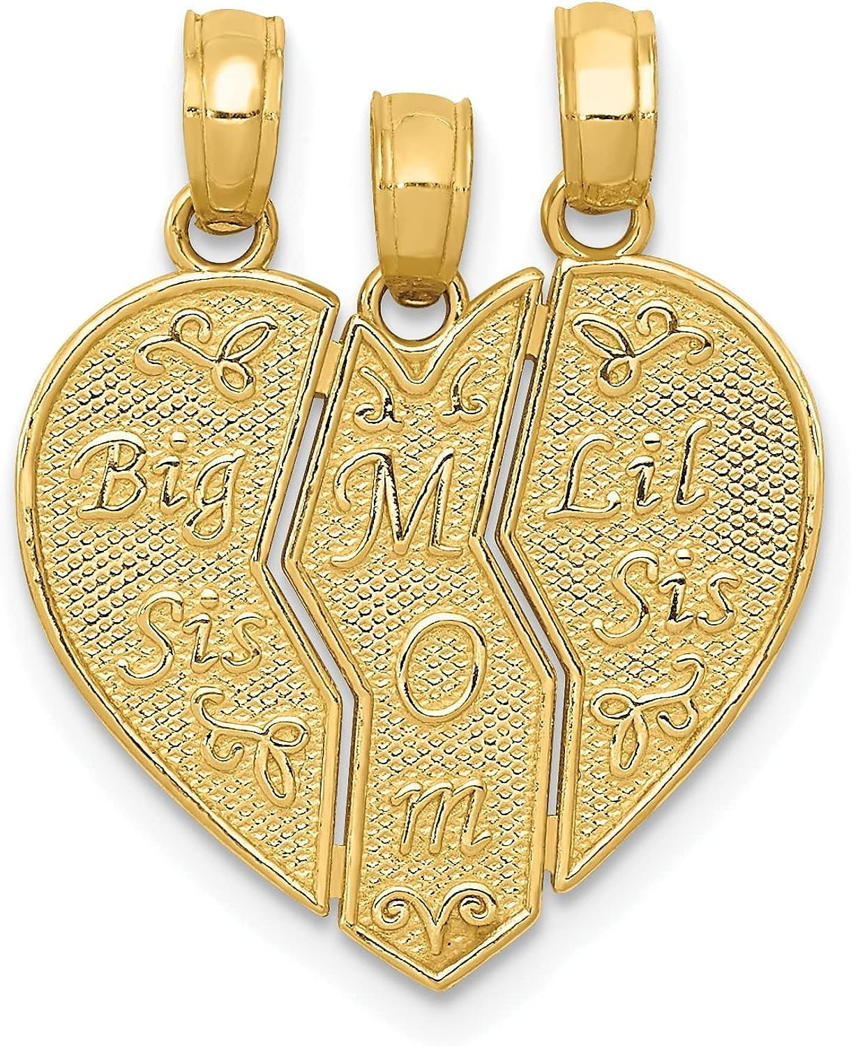 10K Yellow Gold Break-Apart BIG SIS, MOM, LIl SIS Charm - 24mm ...