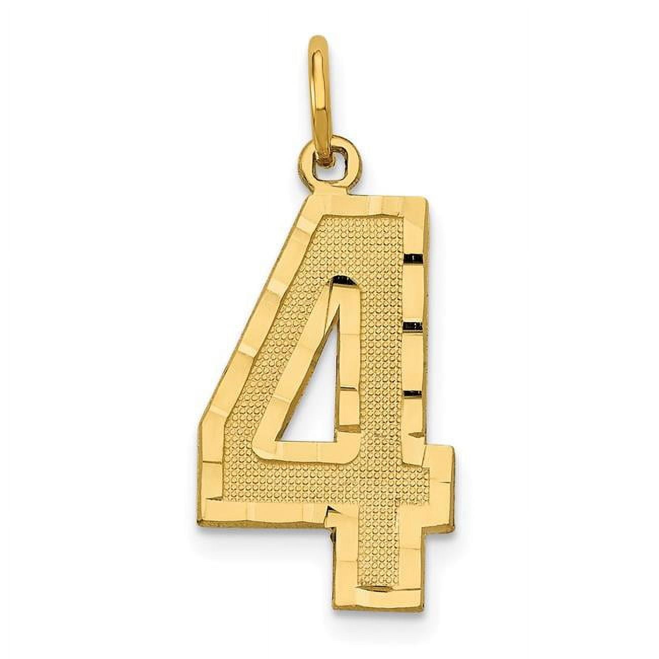 10K Yellow Gold Casted Large Diamond-Cut Number 4 Charm - Walmart.com