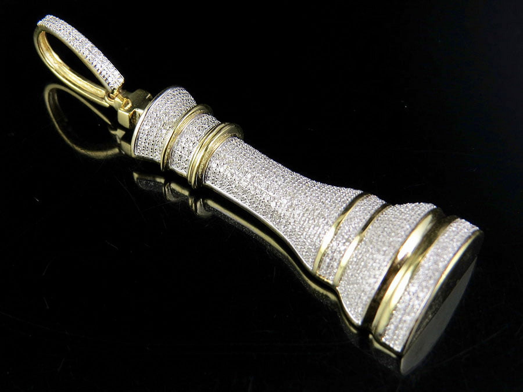 10K Yellow Gold Chess "King Pin" Genuine Diamond Pendant Charm 0.85 Ct ...