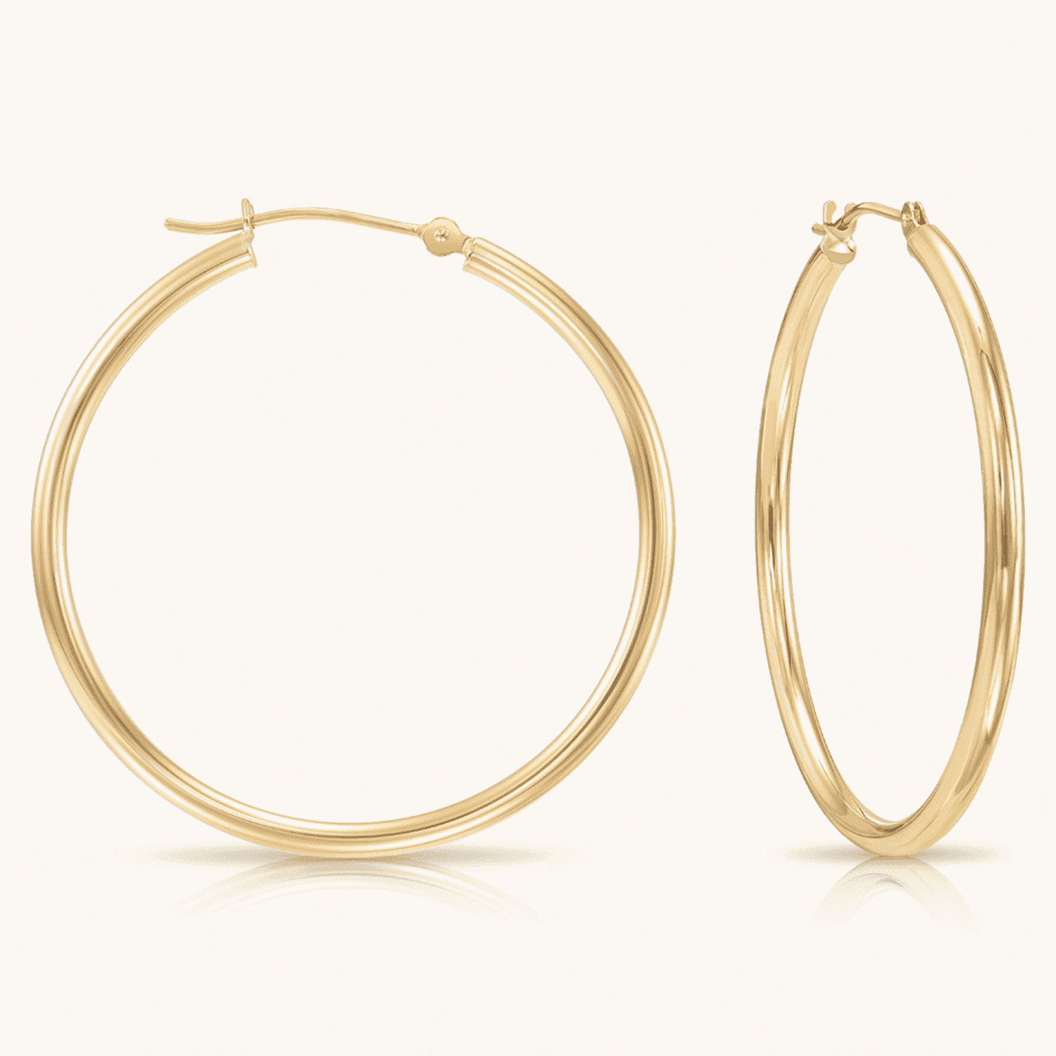 10K Yellow Gold Classic Round Hoop Earrings | 30mm | Everyday Hoop ...