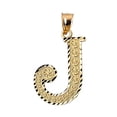 10K Yellow Gold Custom Initial Pendant / Necklace LARGE Initial J (20 ...