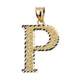 10K Yellow Gold Custom Initial Pendant / Necklace LARGE Initial P (20 ...