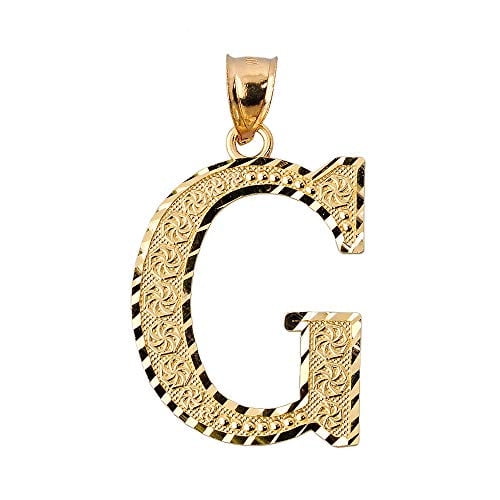 10K Yellow Gold Custom Initial Pendant / Necklace MEDIUM Initial G (22 ...