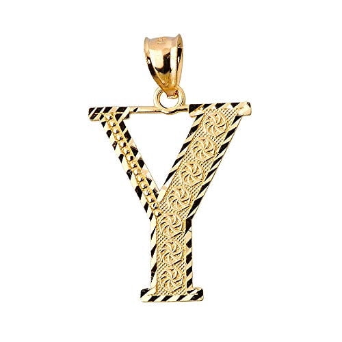 10K Yellow Gold Custom Initial Pendant / Necklace MEDIUM Initial Y (20 ...