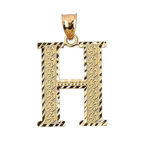 10K Yellow Gold Custom Initial Pendant / Necklace SMALL Initial H (16 ...