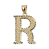 10K Yellow Gold Custom Initial Pendant / Necklace SMALL Initial R (22 ...
