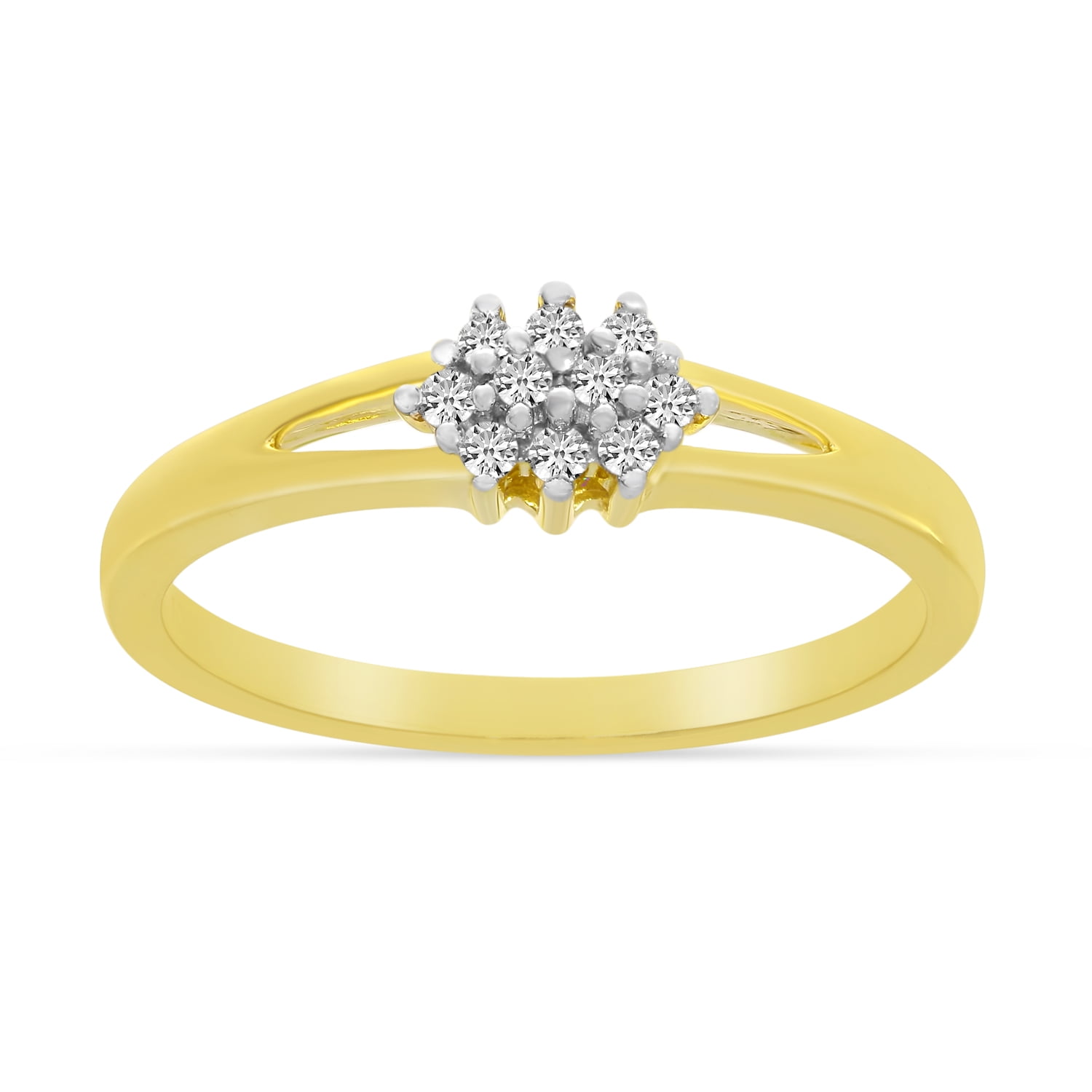 10K Yellow Gold Diamond Cluster Ring - Walmart.com