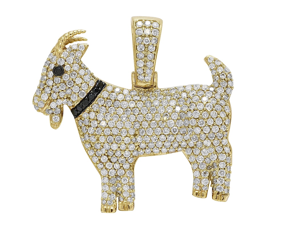 10K Yellow Gold Diamond Goat Pendant 1.4" 3.25CT - Walmart.com