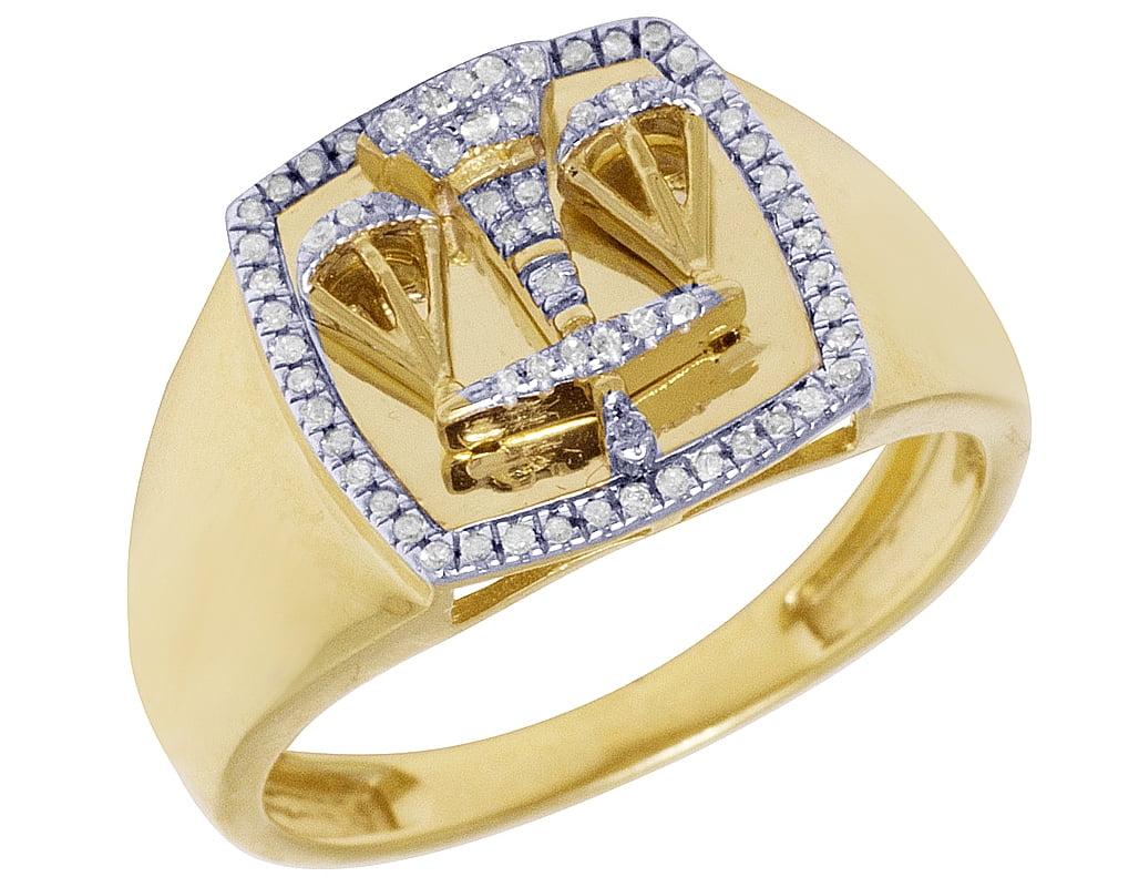 10K Yellow Gold Diamond Libra Zodiac Sign Ring 14MM .2CT - Walmart.com