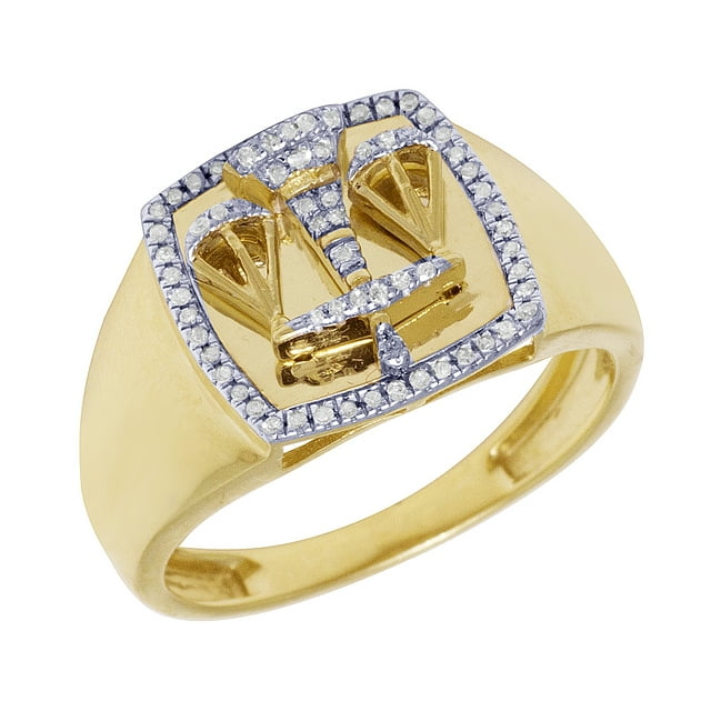 10K Yellow Gold Diamond Libra Zodiac Sign Ring 14MM .2CT - Walmart.com