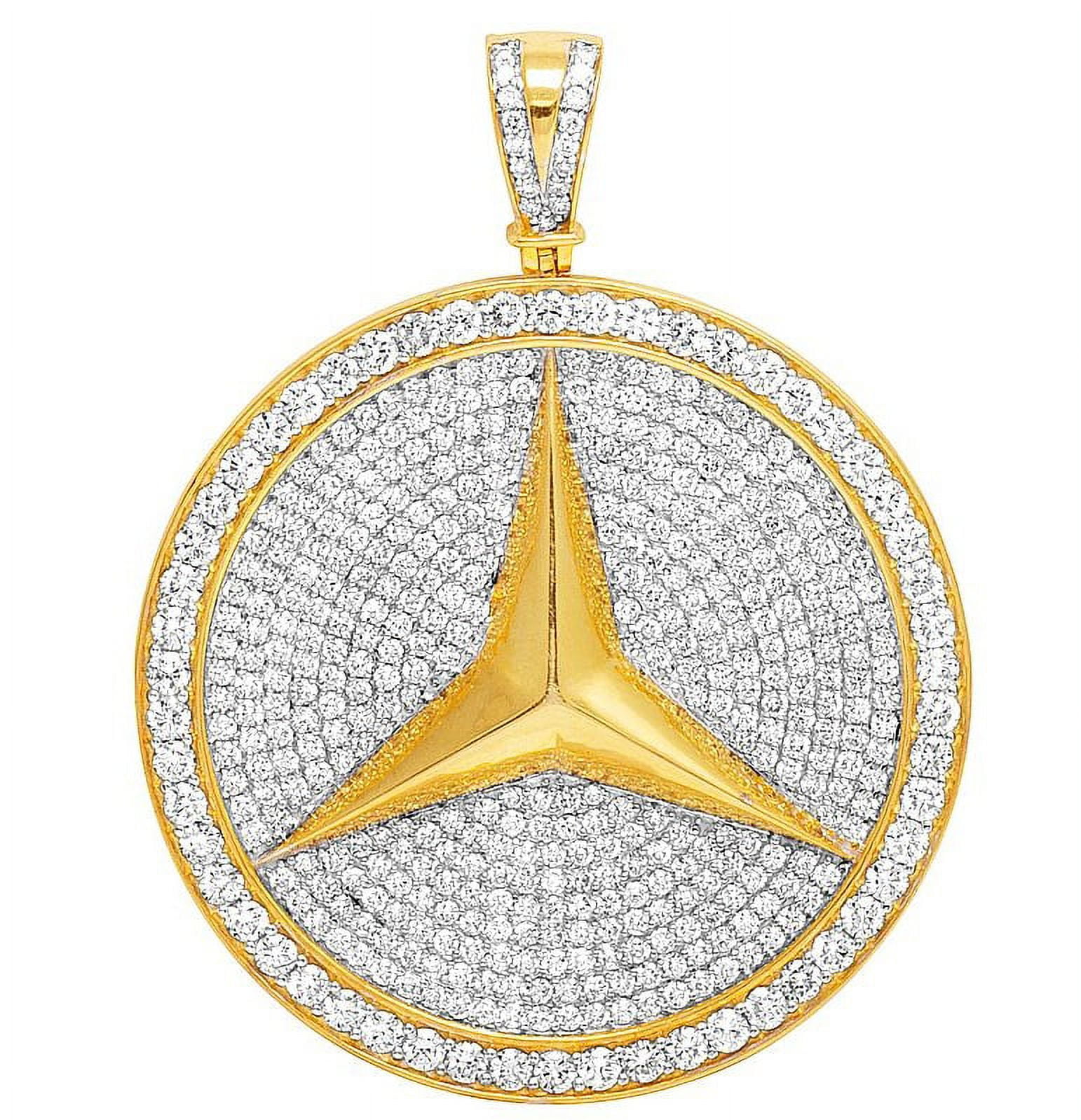 10K Yellow Gold Diamond Mercedes Medallion Pendant 6.5 CT 2.2 ...
